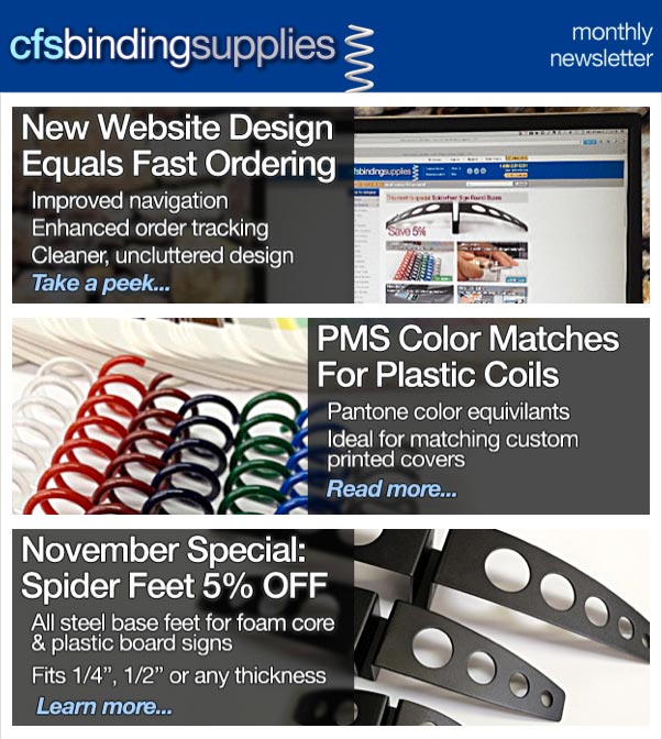 November 2013 Newsletter: New Website Design, Coil PMS Color Matches ...